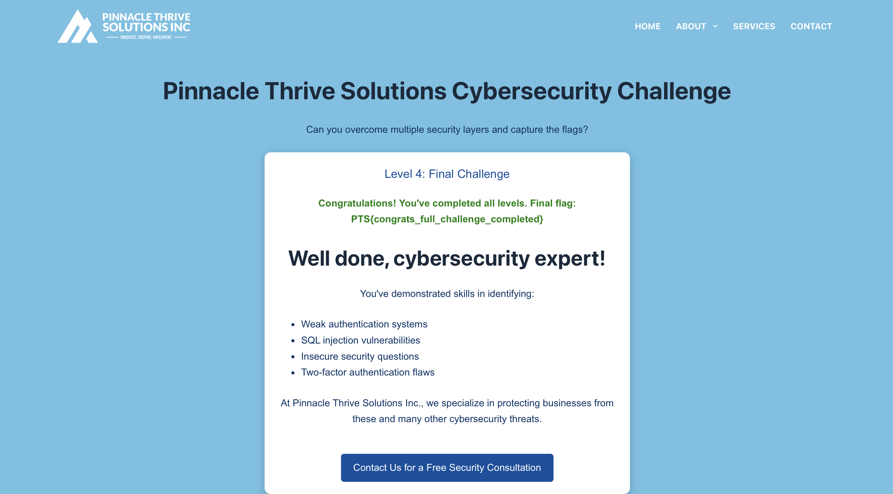 Cybersecurity Capture the Flag | Pinnacle Thrive Solutions Inc
